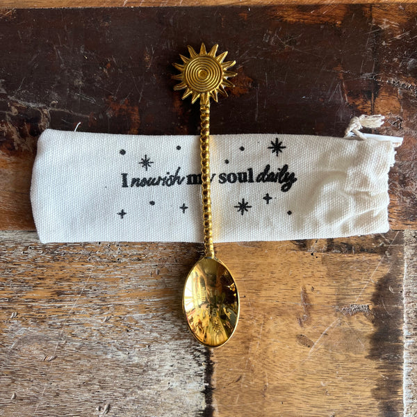 Golden Ray Sun Spoon - Brass Tea Spoon – The Divine Mine